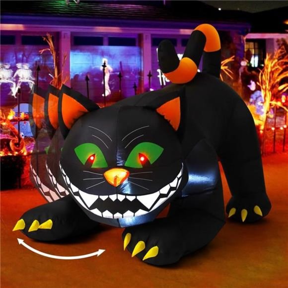 Holiday | 6 Ft Halloween Inflatables Outdoor Black Cat With Moving Head ...